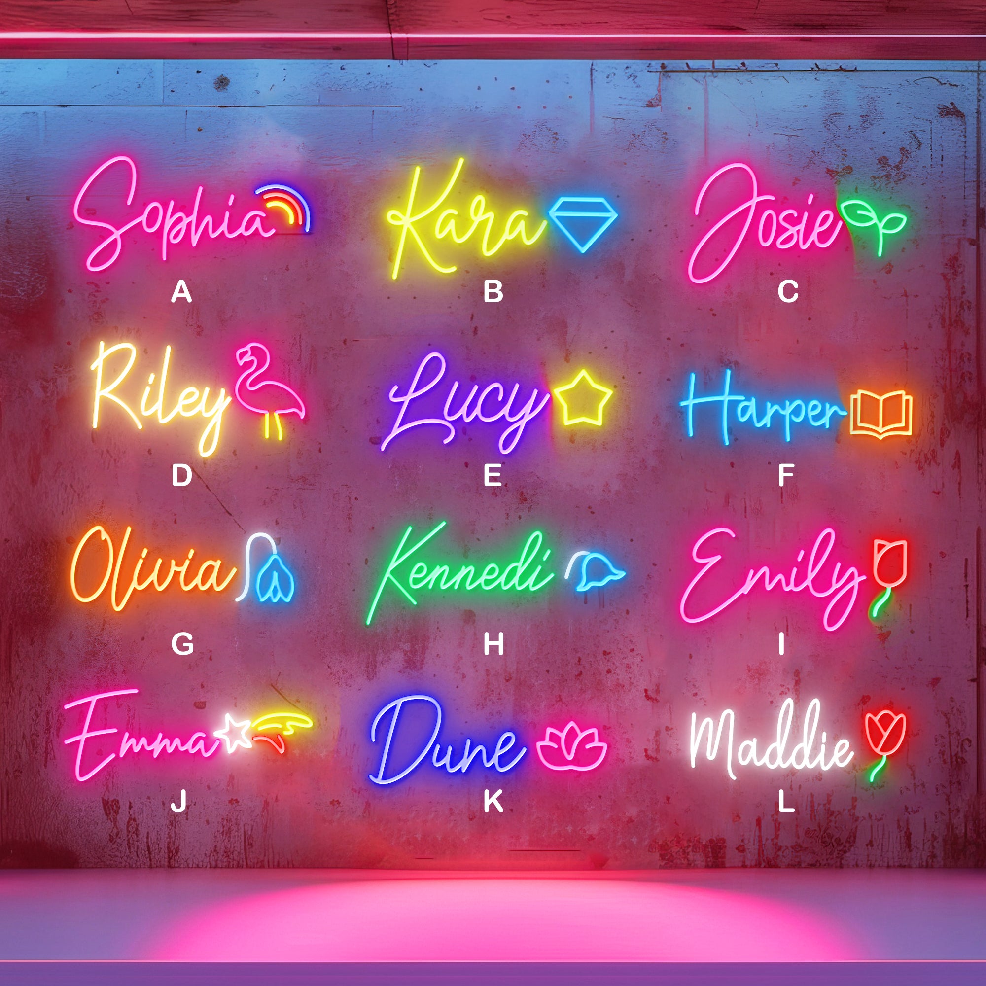 SELICOR Custom Name Neon Sign With Neon Pattern