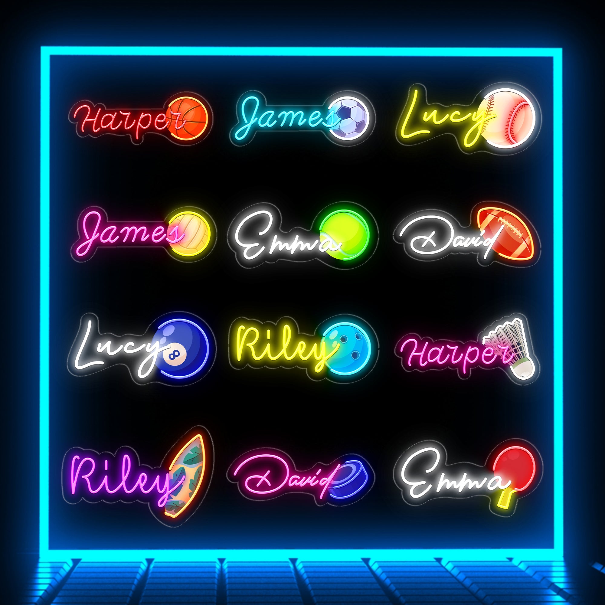 SELICOR Custom Name Neon Sign with Sport UV Printed Patterns